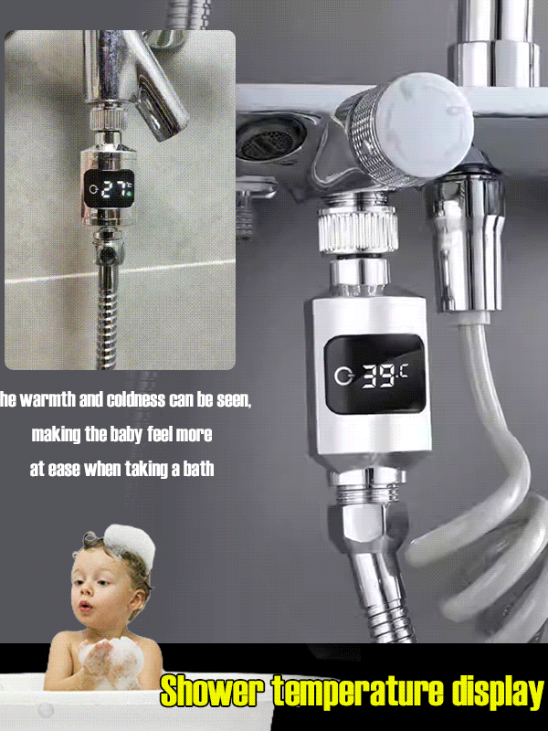 Shower Temperature Display Water Flow Thermometer LED Digital Display ...